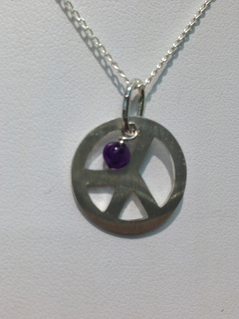 Handmade Floating Peace Sign With Amethyst Bead in Solid - Etsy