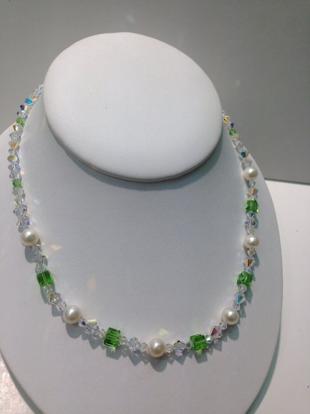 Handmade Swarovski Crystal and Genuine Pearl Necklace, Swarovski ...