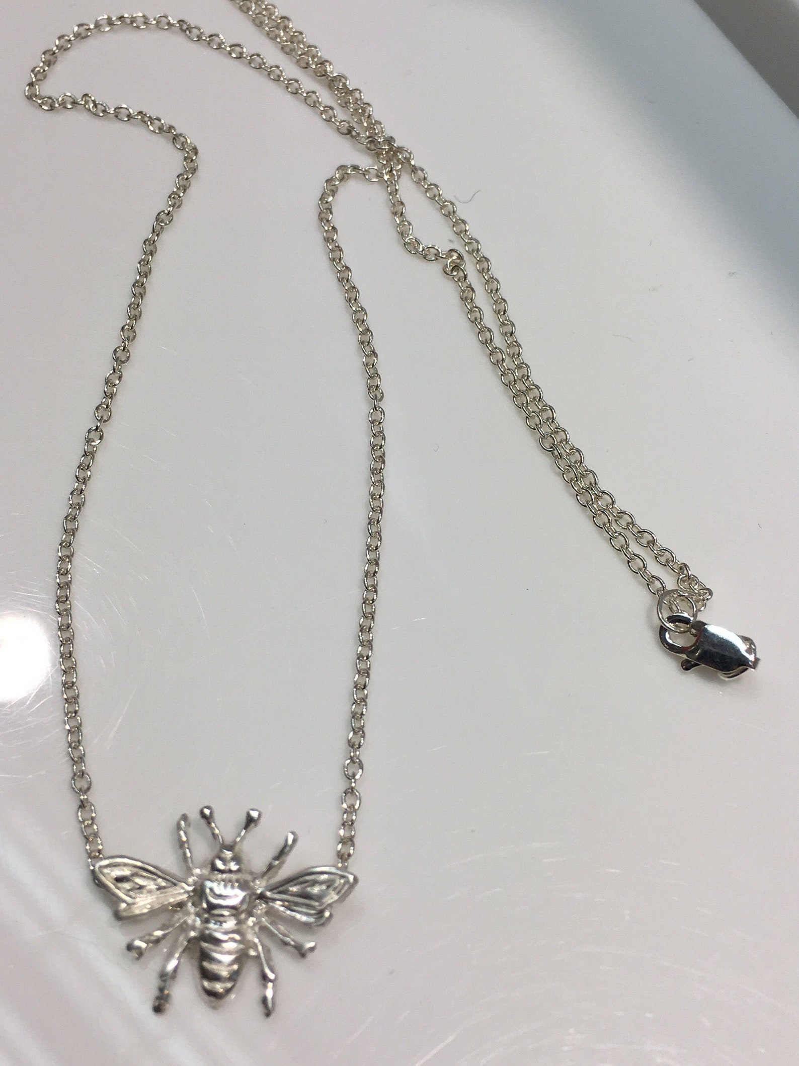 Bee in Sterling Silver on a Sterling Silver Cable Chain Bee - Etsy