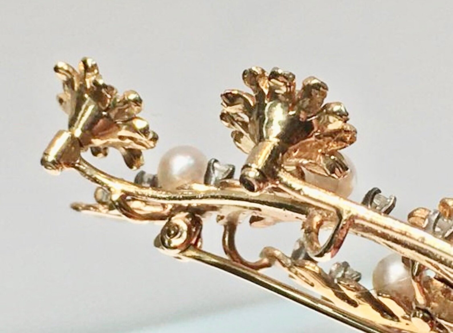 Vintage Diamond Pearl and Precious Gemstone Pin in 14K Gold - Etsy