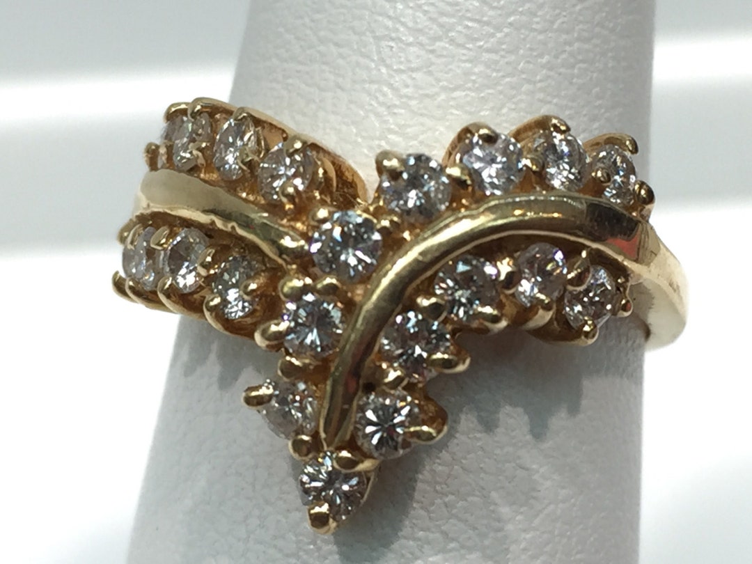 Diamond Chevron Ring, in 14K Yellow Gold, Chevron, Diamonds, Cocktail ...