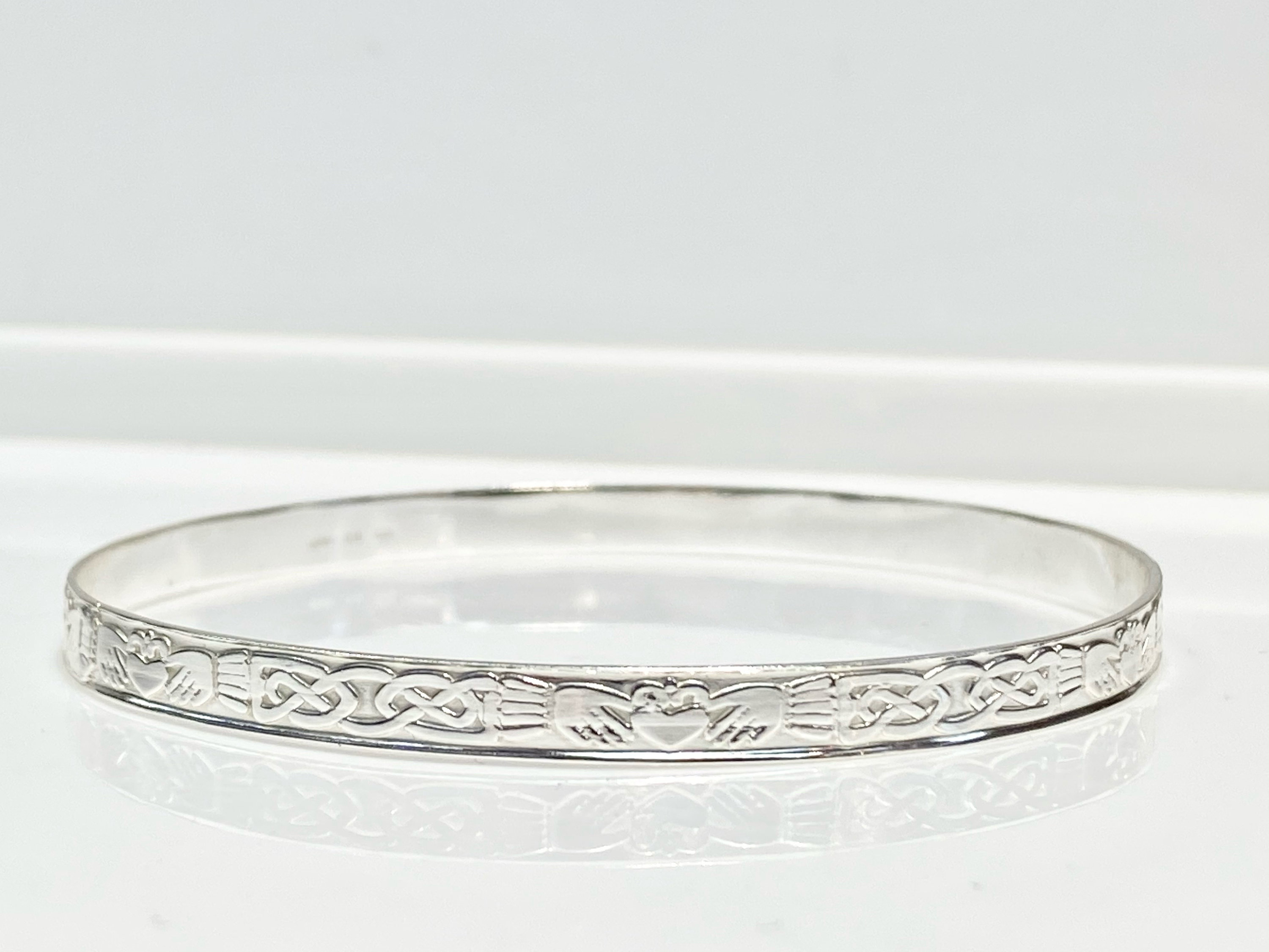 Claddagh Bangle With Celtic Knot, Claddagh Bangle Bracelet, Claddagh ...
