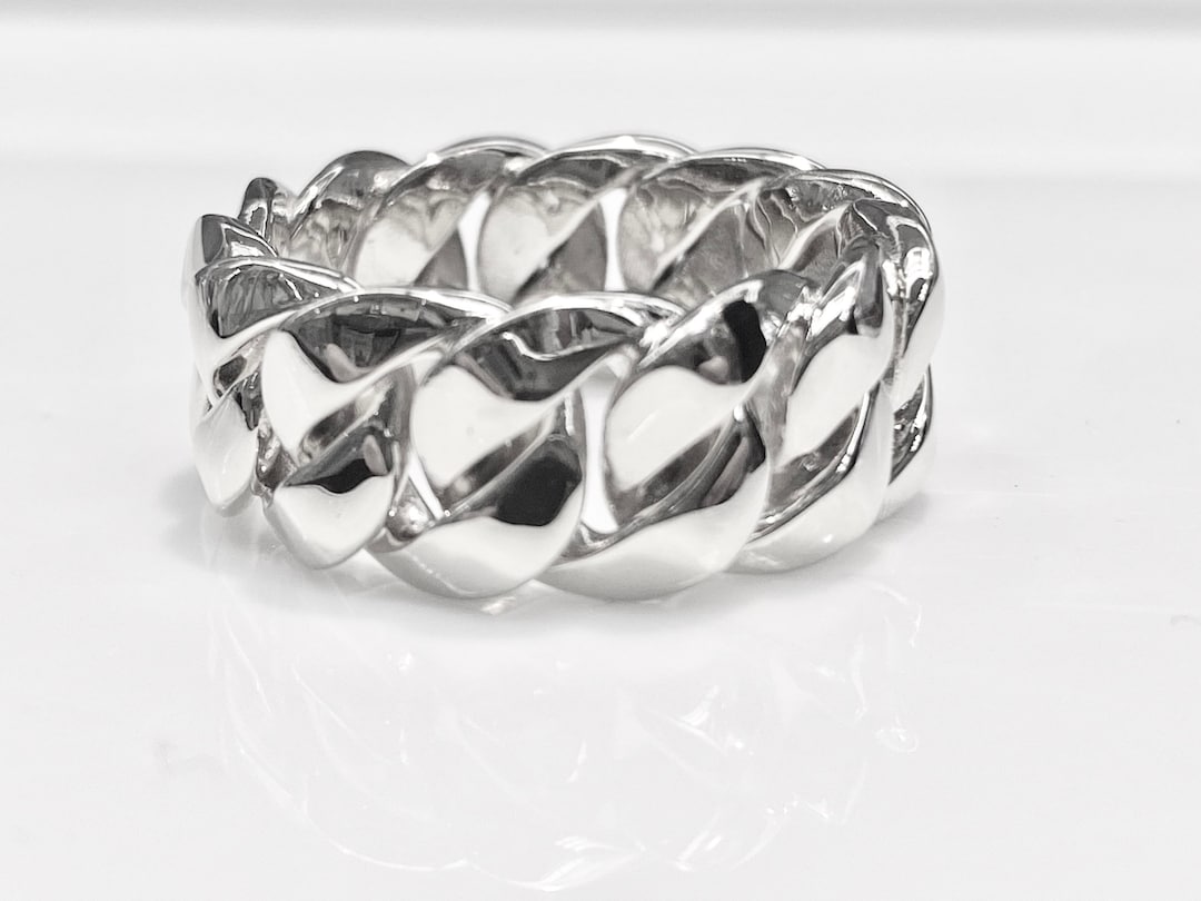 Sterling Silver Cuban Chain Design Ring, Cuban Link, Chain Ring, Cuban ...