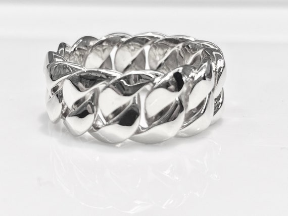 Sterling Silver Cuban Chain Design Ring Cuban Link Chain | Etsy