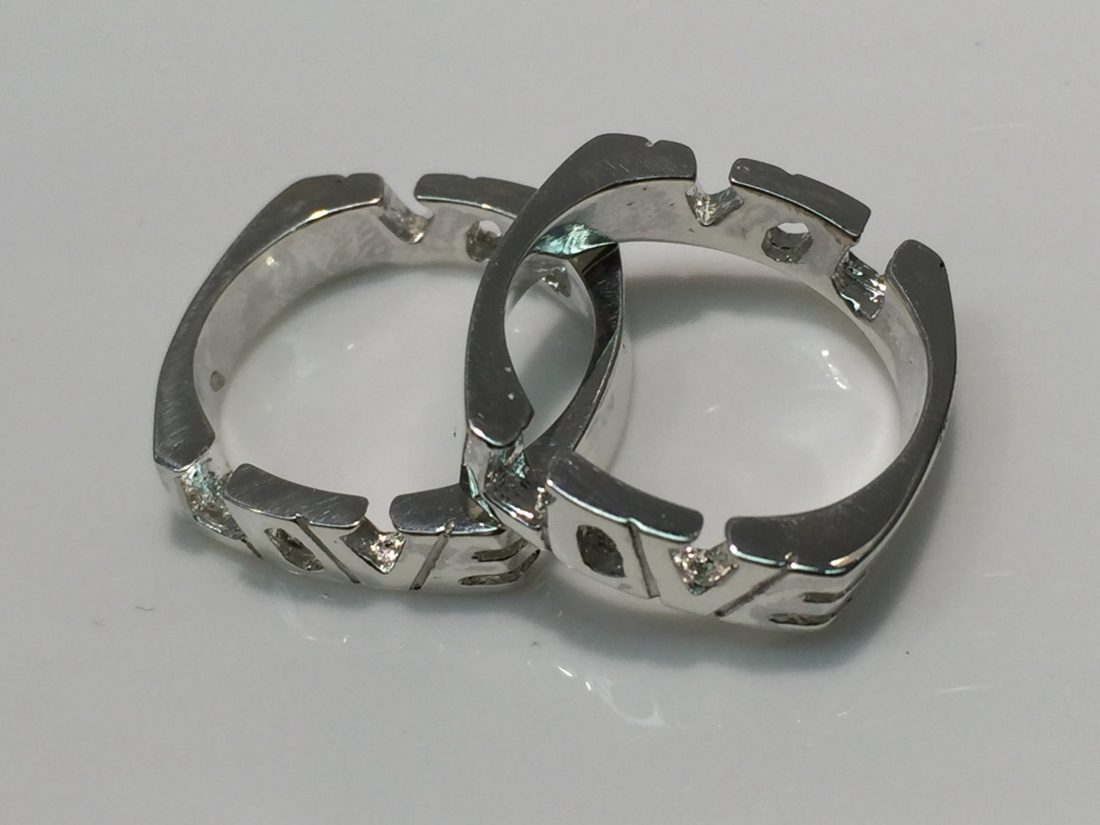 Handmade Solid Silver Double Sided LOVE Ring, LOVE Ring, Silver Ring ...