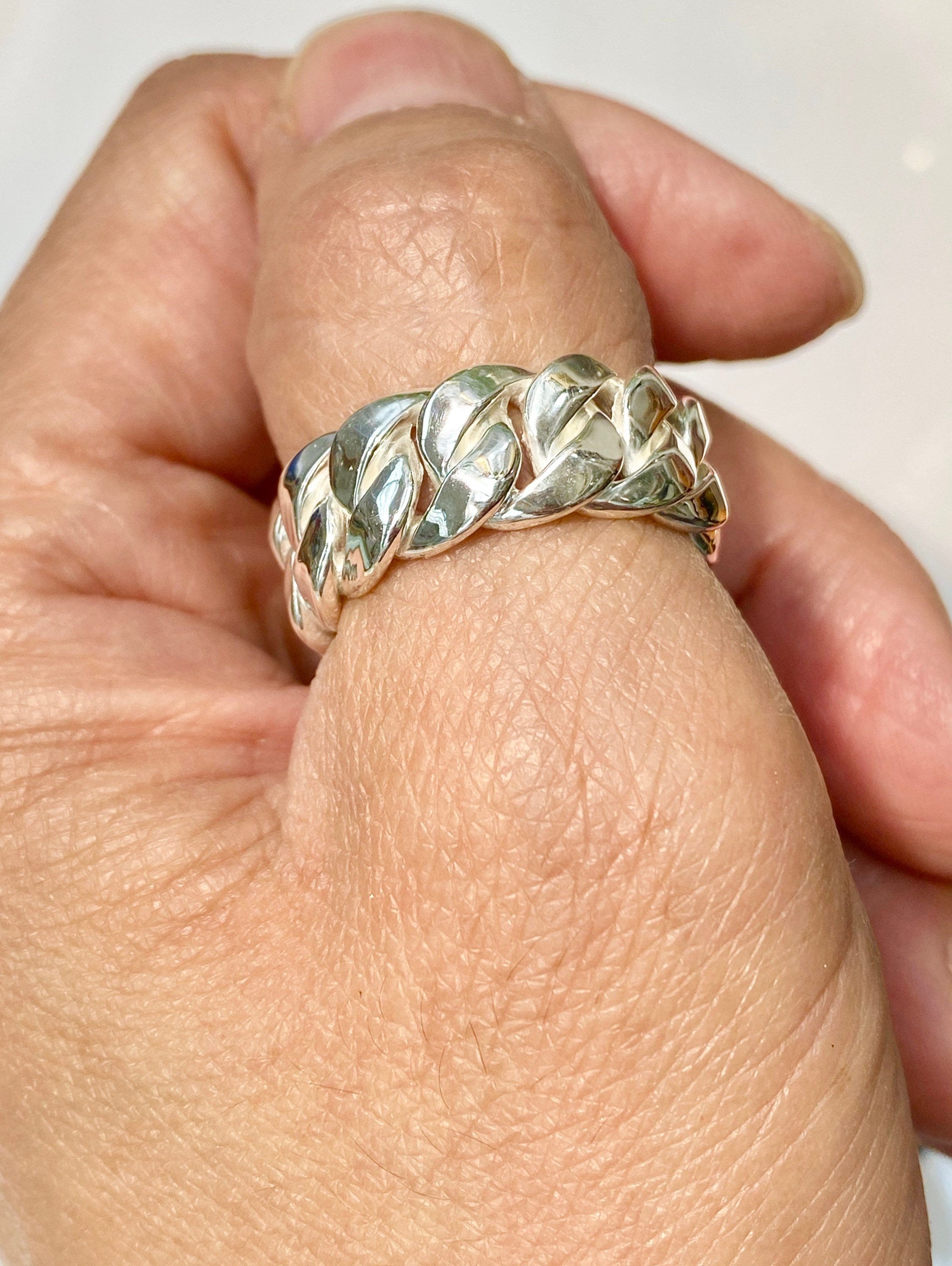 Sterling Silver Cuban Chain Design Ring, Cuban Link, Chain Ring, Cuban ...