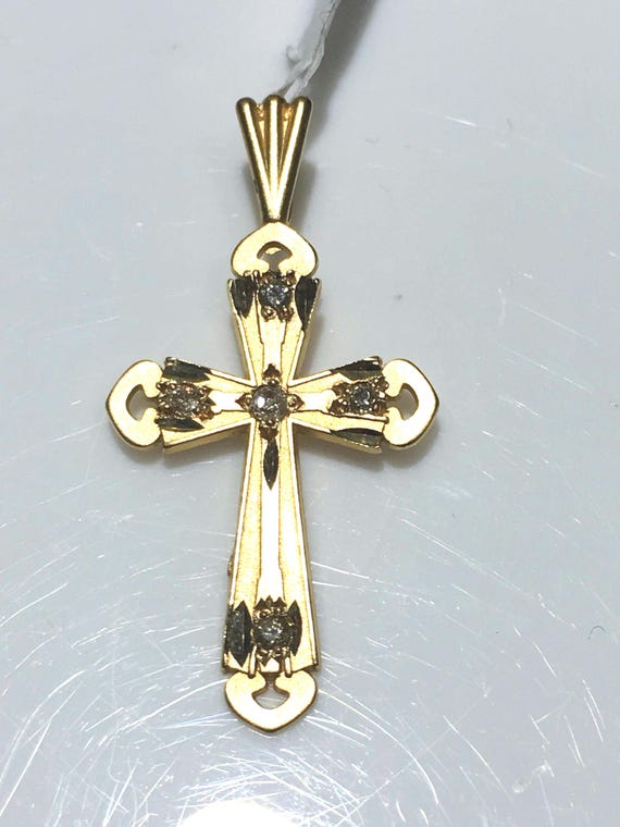 Diamond Cross in 14K Yellow Gold, Diamond Cross, 14k … - Gem