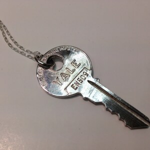 Handmade Solid Silver Yale Key Pendant and Cable Chain, Silver Key ...