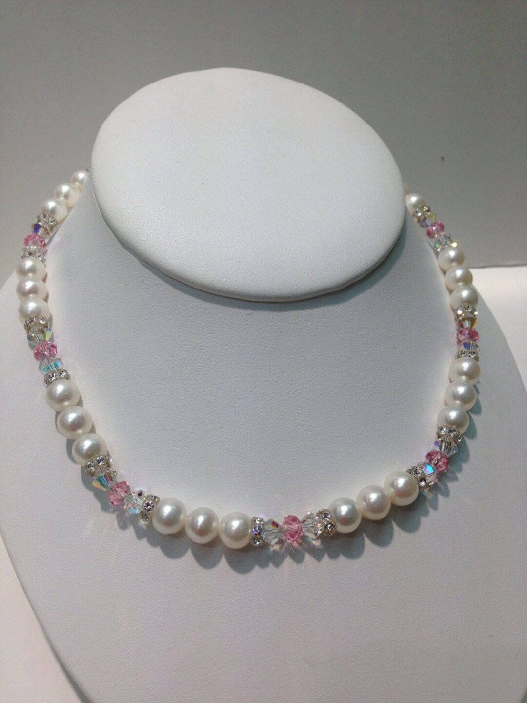 Genuine Pearl and Swarovski Crystal Necklace, Pearl Necklace, Pearls ...