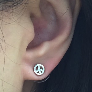 Peace Sign Stud Earrings in Silver, Peace Sign Earrings, Peace, Peace ...