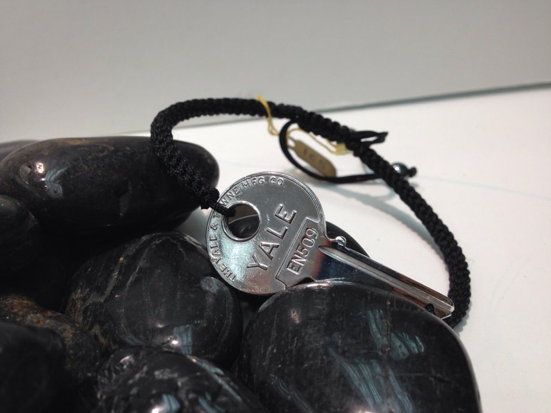 Handmade Solid Silver Yale Key and Macramé Unisex Bracelet, Key ...