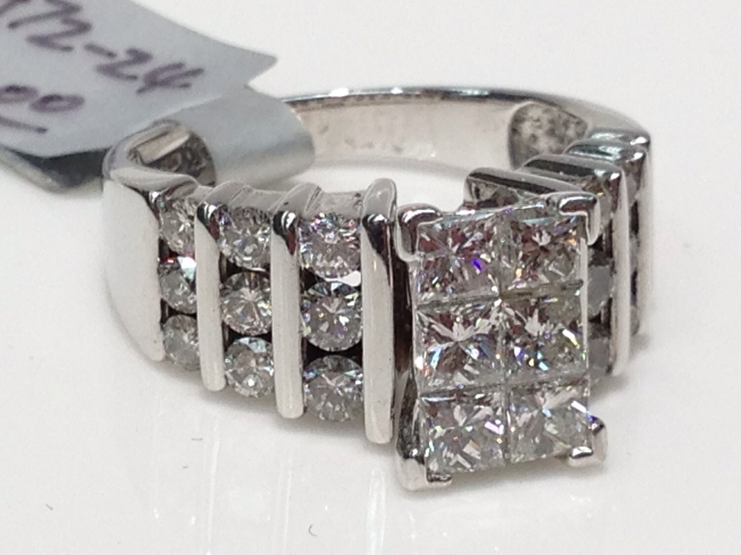 14K White Gold Invisible Set Diamond Engagement Ring | Etsy