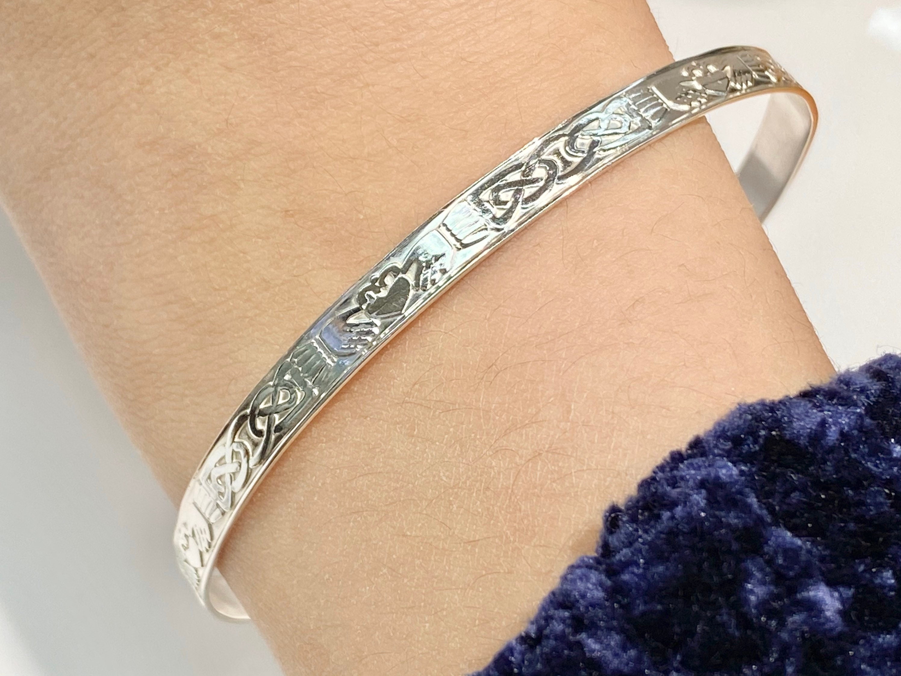 Claddagh Bangle with Celtic Knot Claddagh Bangle Bracelet | Etsy