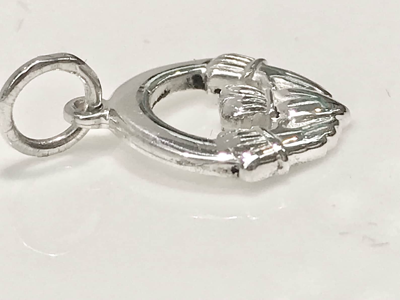 Handmade Silver Claddagh Pendant with Chain Claddagh | Etsy