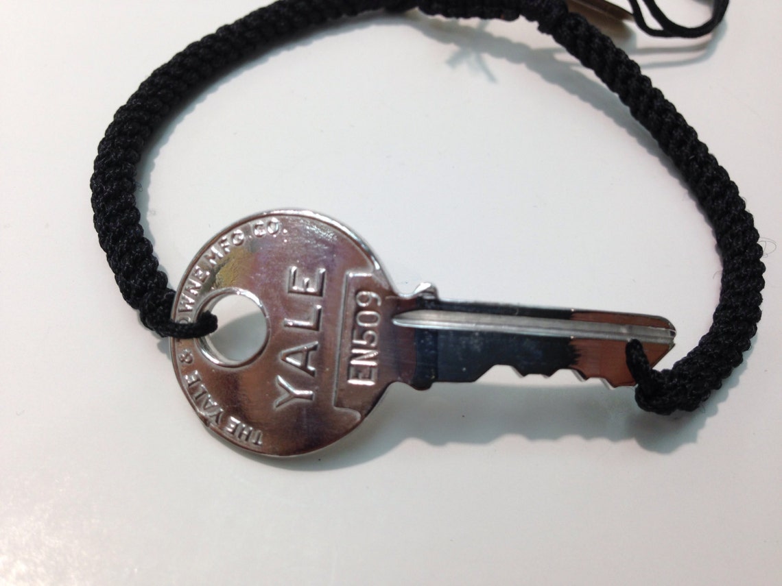 Handmade Solid Silver Yale Key and Macramé Unisex Bracelet, Key ...