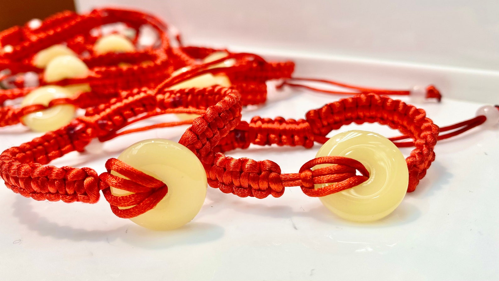 Hand Carved Jade Bracelets With Macramé, Handcarved Jade, Lucky ...