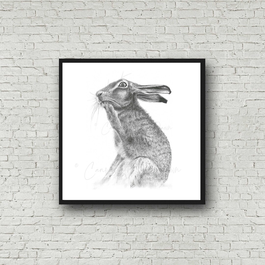 Hare Wall Art Brown Hare Print Funny Hare Cute Hare Kitchen Art Animal ...