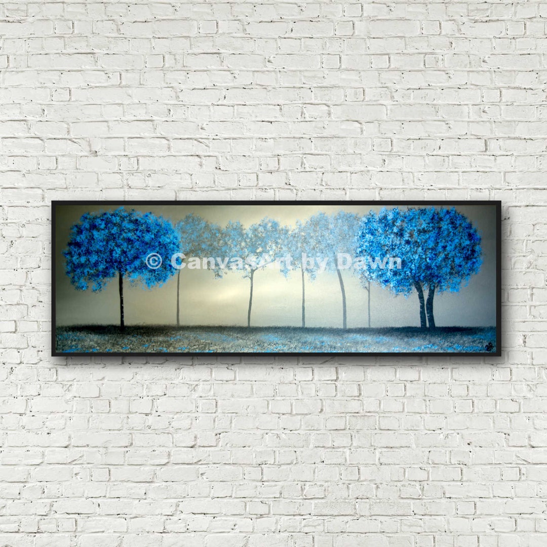 Large Unframed Landscape Print; Blue Trees Landscape; Blue Tree Art ...