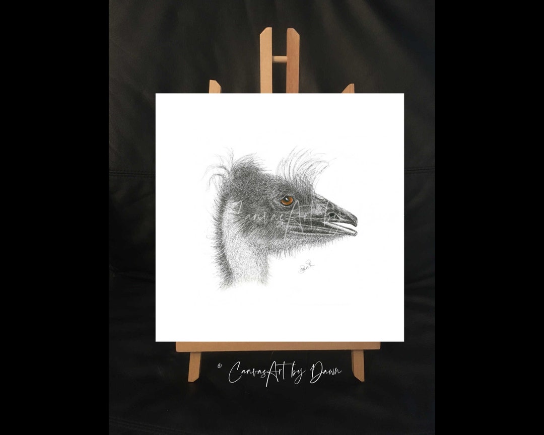 Little Emu Original Emu Art Print Ostrich Print Emu Ink - Etsy Australia