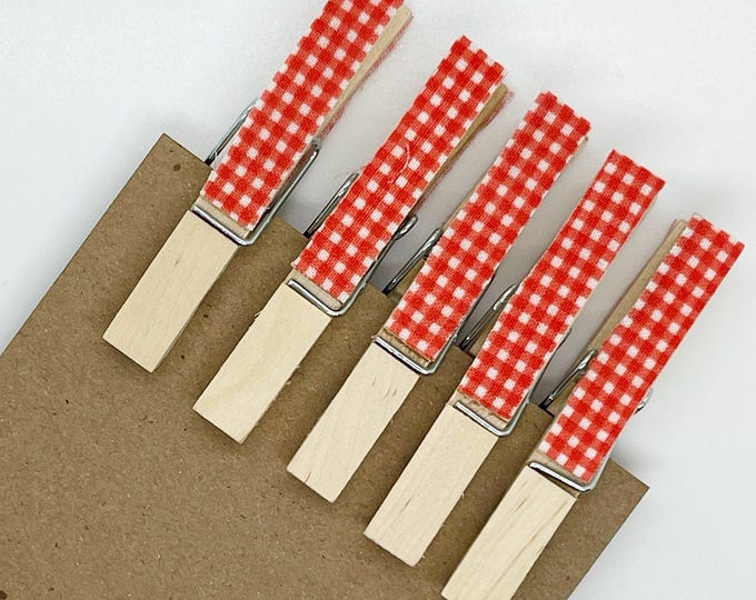 Clothes Pins - Red Gingham - Made to Order - Etsy