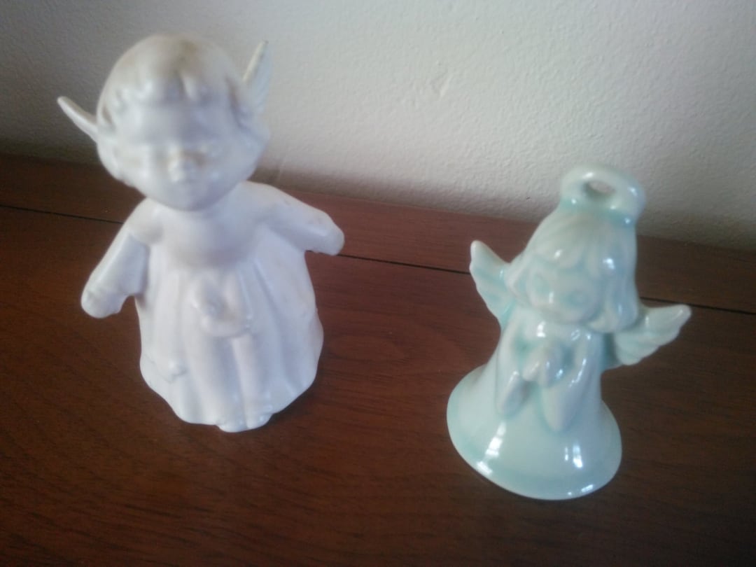 Vintage Pair of Angels - One Kissing Angel and One Light Blue Angel ...