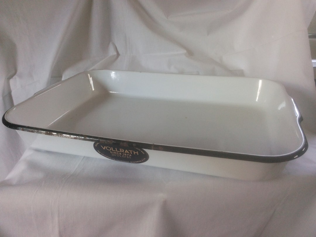 Vintage White and Black Enamelware Baking Pan - Lasagna Pan - Vollrath ...
