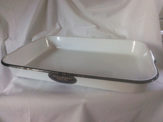 Vintage White and Black Enamelware Baking Pan Lasagna Pan | Etsy