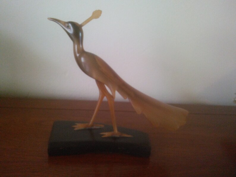 Vintage Hand Carved Horn Roadrunner Statue Bird Statue - Etsy