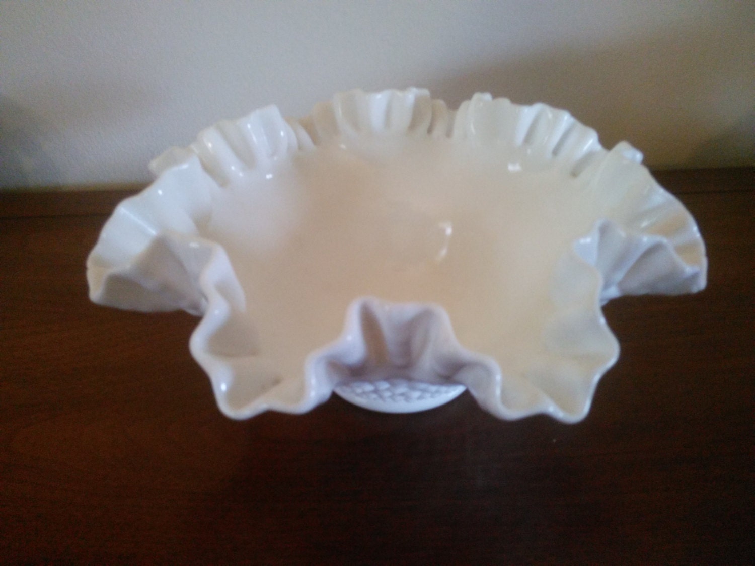 Vintage Fenton Hobnail Bowl Vintage White Hobnail Ruffled | Etsy