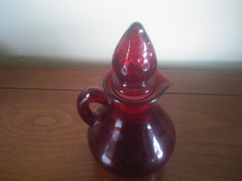 Beautiful Vintage Cruet Ruby Red Cruet Red Bottle With | Etsy