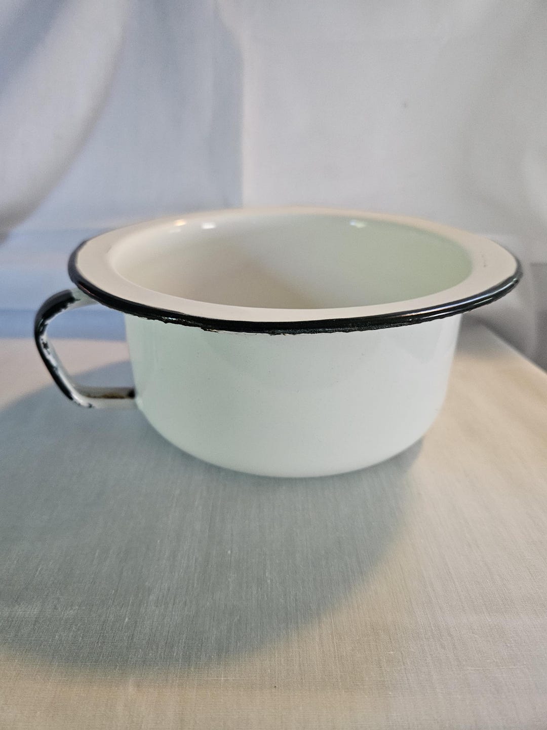 Vintage Enamelware Chamber Pot - Vintage Enamelware - White Enamelware ...