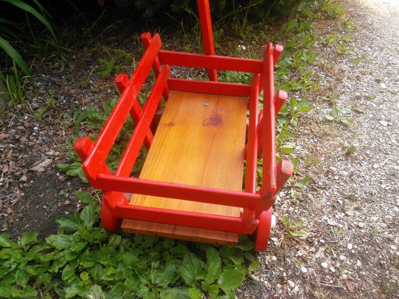 Vintage Red Wagon - Small Wagon - Red Wagon - Wagon With Wood Sides ...