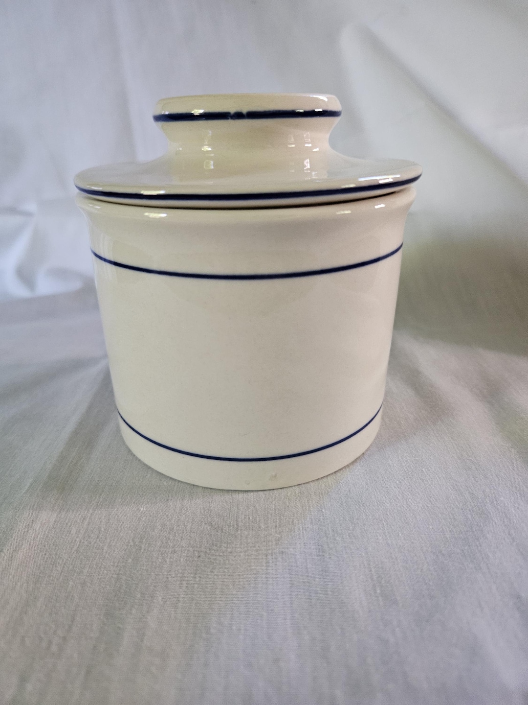 Stoneware Butter Crock Stoneware Crock Blue and White Stoneware Butter ...