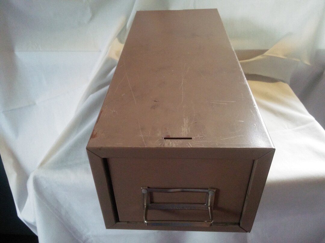 Vintage Card Catalog Cabinet Industrial Storage - Metal Card File ...