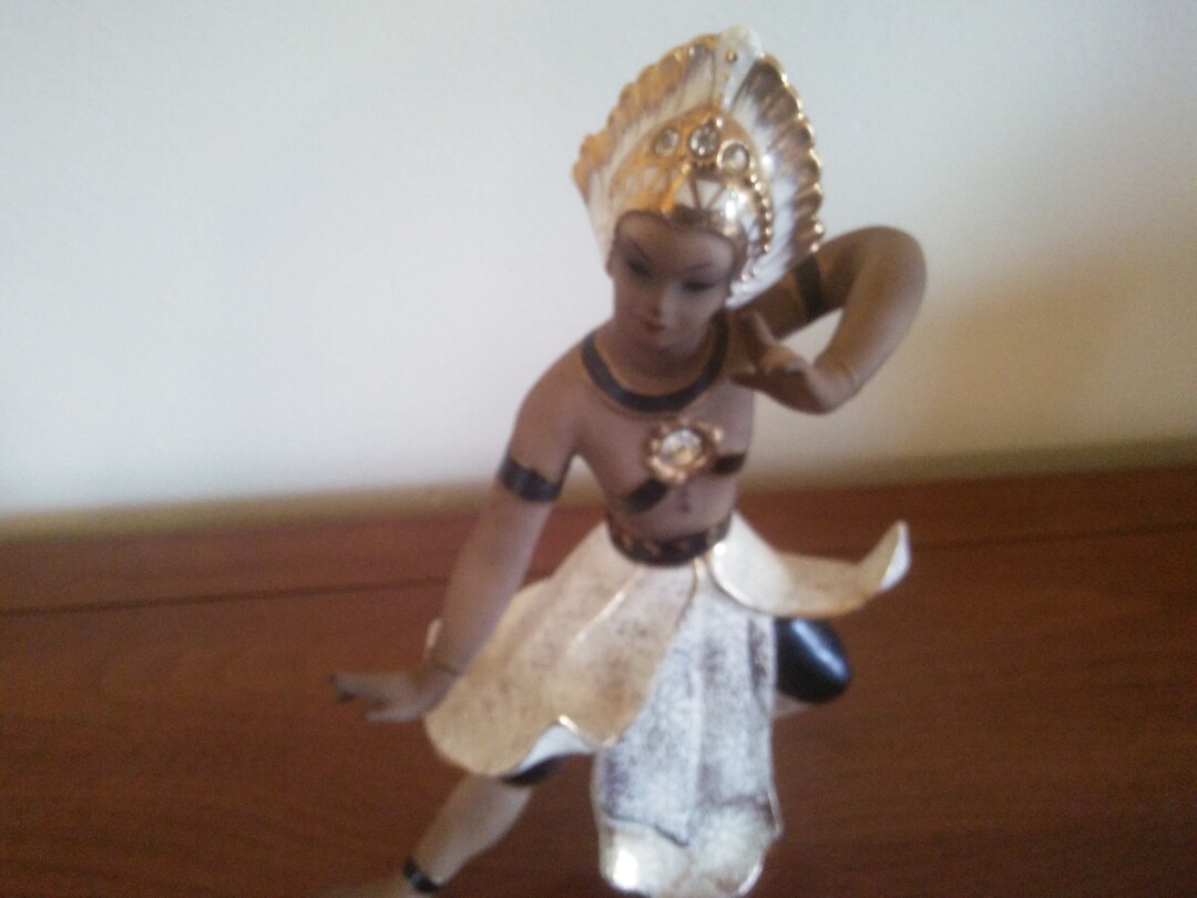 Vintage Lefton Dancing Lady Statue - Hand Painted Statue - Left on Lady ...