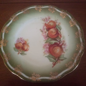 Beautiful Vintage Hand Painted Plate - Peach Pattern Plate - Hand ...