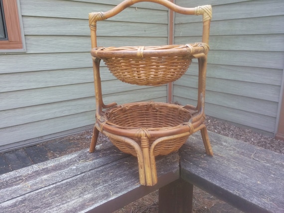 Vintage Basket Two Tier Basket Decorative Basket Basket - Etsy