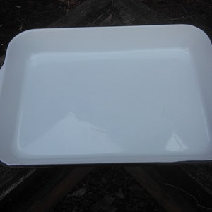 Vintage White and Black Enamelware Baking Pan - Lasagna Pan - White ...