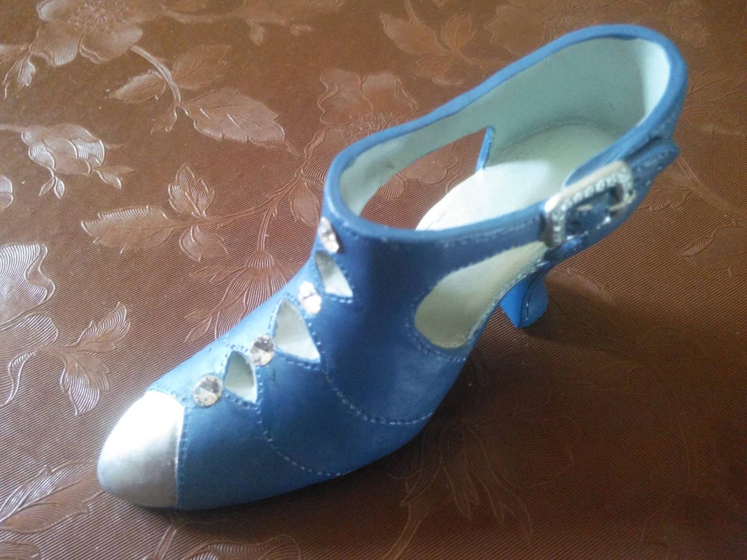 Vintage Blue Shoe - My Treasures Shoe - Blue Shoe With Rhinestones - My ...