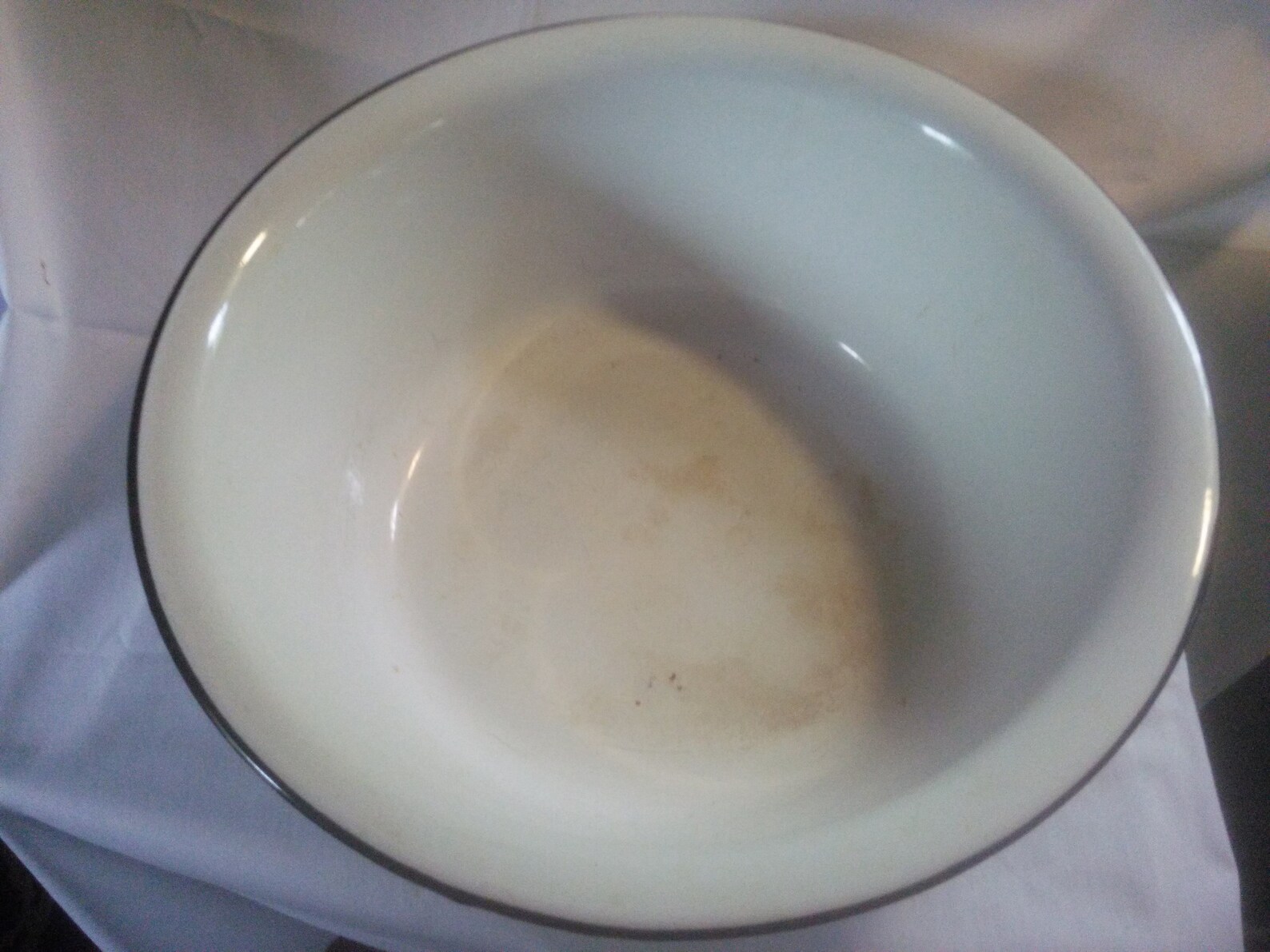 Vintage Enamelware White With Black Trim Basin - Large Enamelware Bowl ...