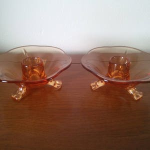 Vintage Pair of Amber Candle Holders - Cherry Amber Candle Holders ...