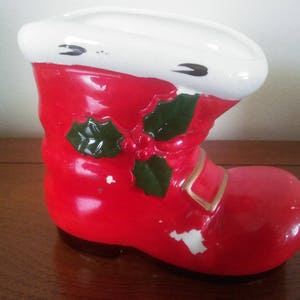 Vintage Christmas Boot Planter - Santa Boot Planter - Lefton Boot ...