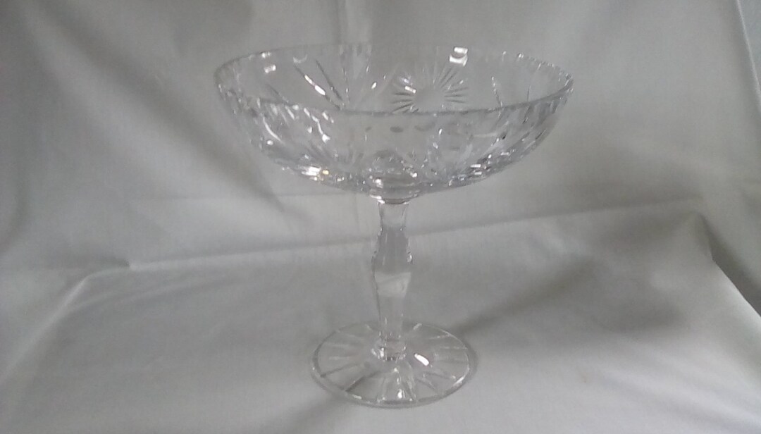 Vintage Crystal Compote - Footed Compote - Pedestal Dish - Etched ...