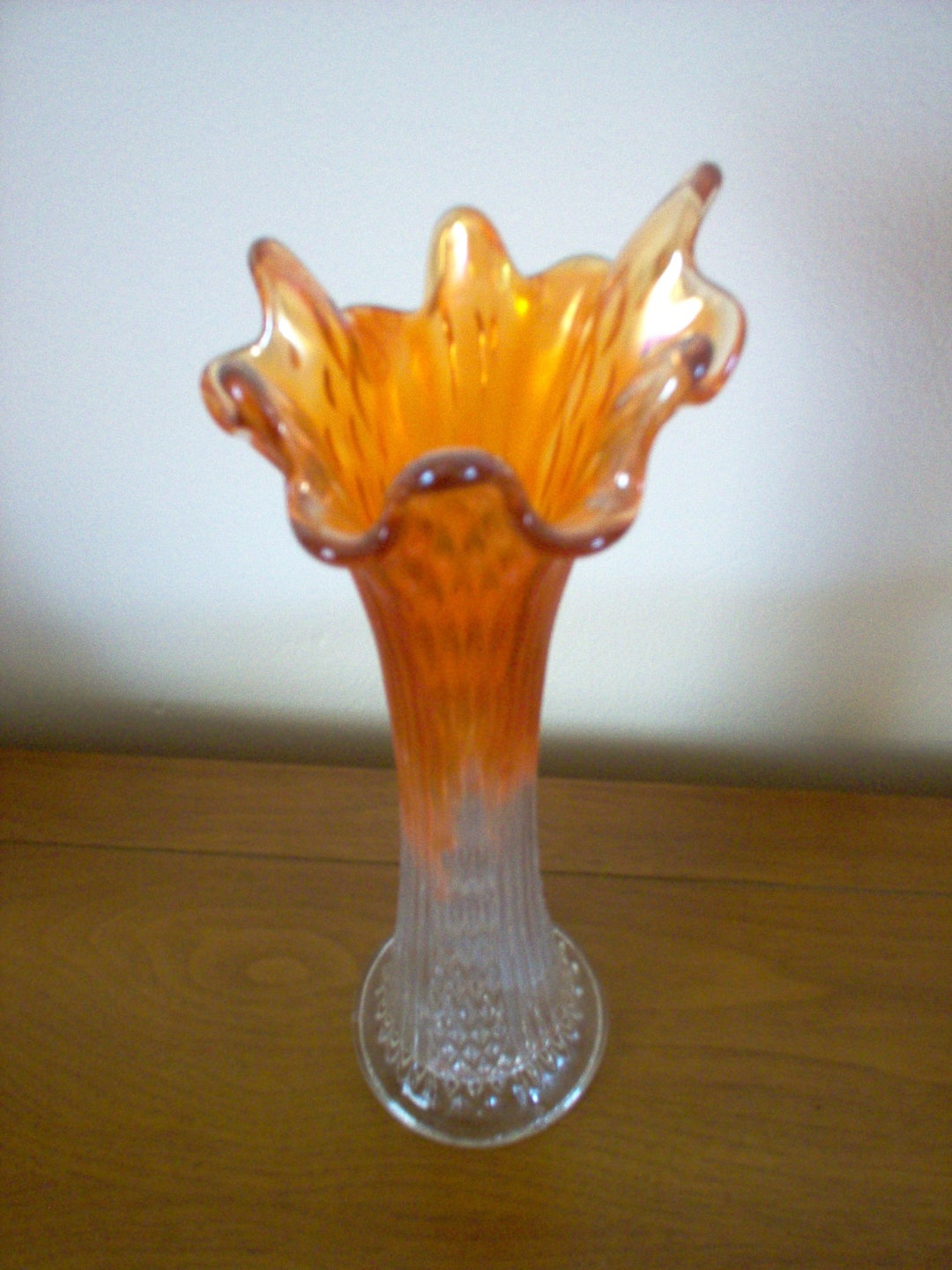 Vintage Carnival Glass Vase Two Tone Two Tone Vase Carnival Vase Vase ...