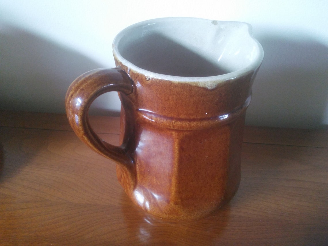 Vintage Brown Stoneware Pitcher Pitcher Stoneware Pitcher - Etsy
