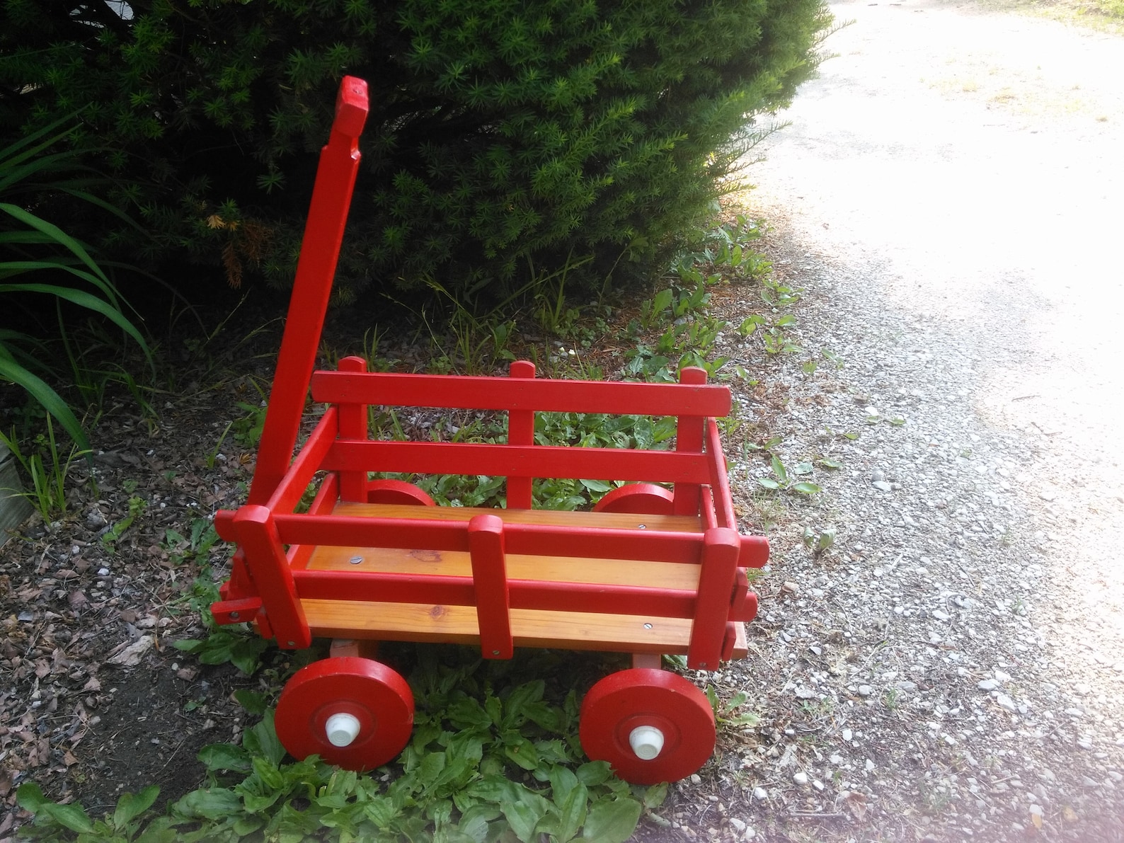 Vintage Red Wagon - Small Wagon - Red Wagon - Wagon With Wood Sides ...
