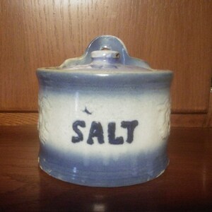 Antique Stoneware Salt Box - Salt Box - Vintage Stoneware - Farmhouse ...