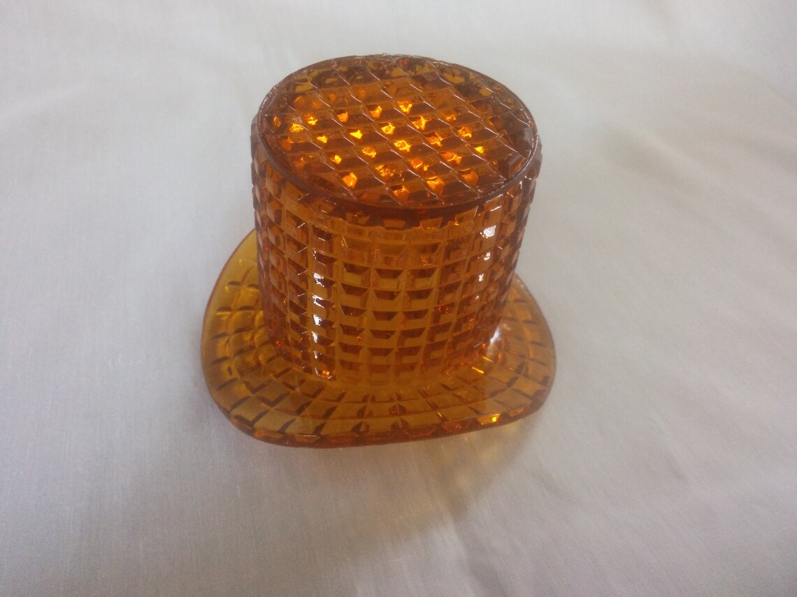 Vintage Imperial Glass Amber Hat Amber Top Hat Glass Hat | Etsy