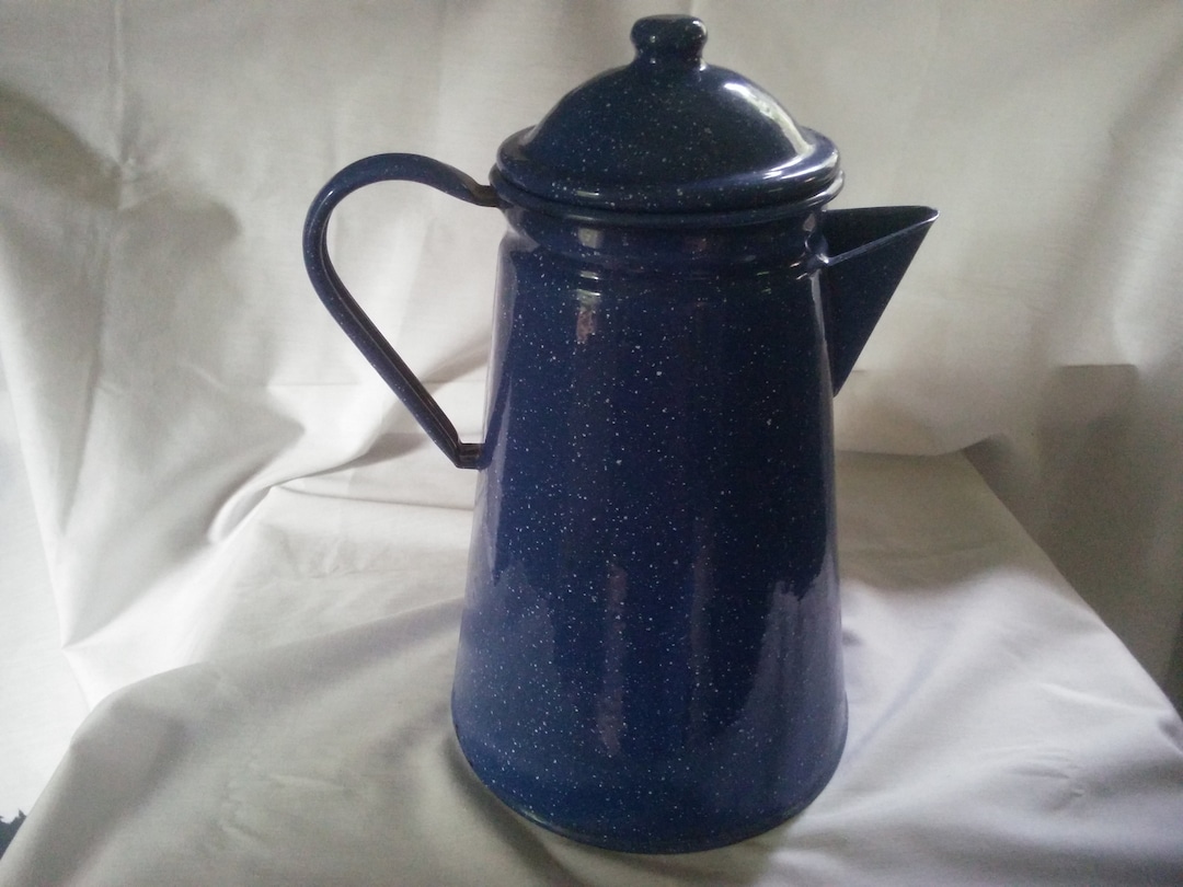 Vintage Enamelware Coffee Pot - Percolator Coffee Pot -camping Coffee ...