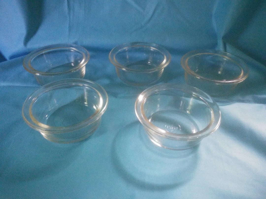Vintage Clear Pyrex Ramekins - Custard Cups Set of Five - Vintage Pyrex ...